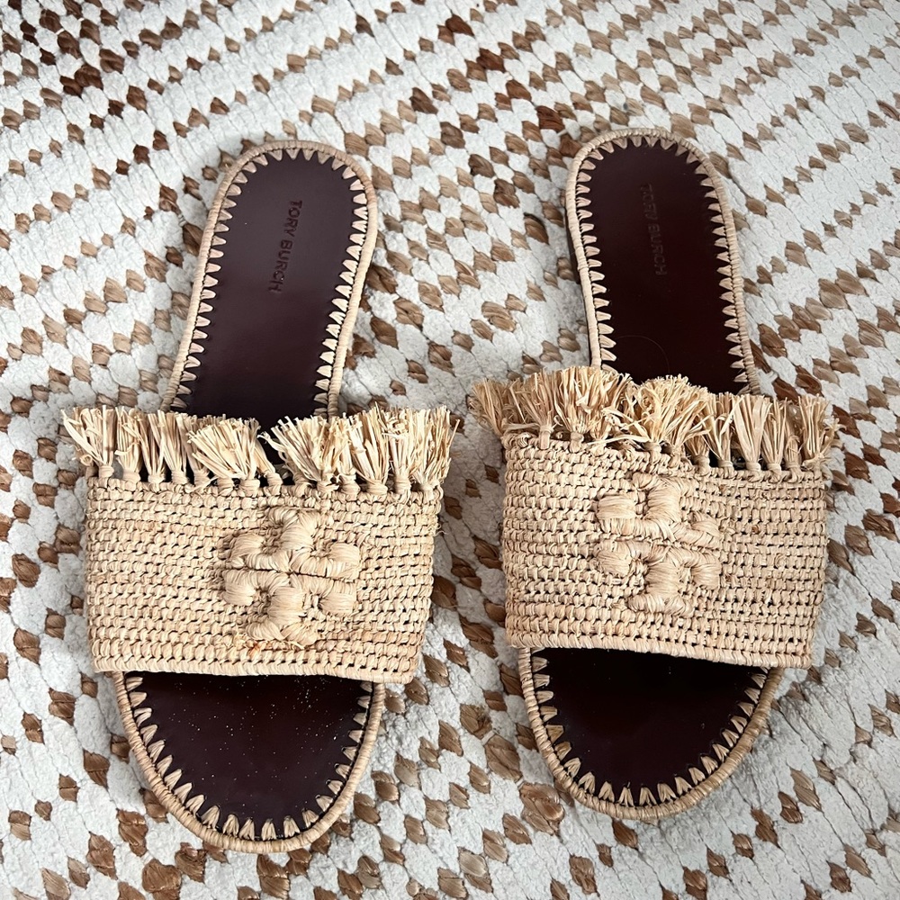Tory Burch Raffia Sandals - Gem